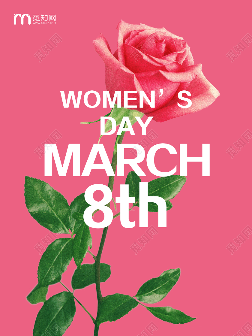粉色简约阳春三月玫瑰花三月八日妇女节女神节快乐宣传三八38妇女节海报图片下载 觅知网