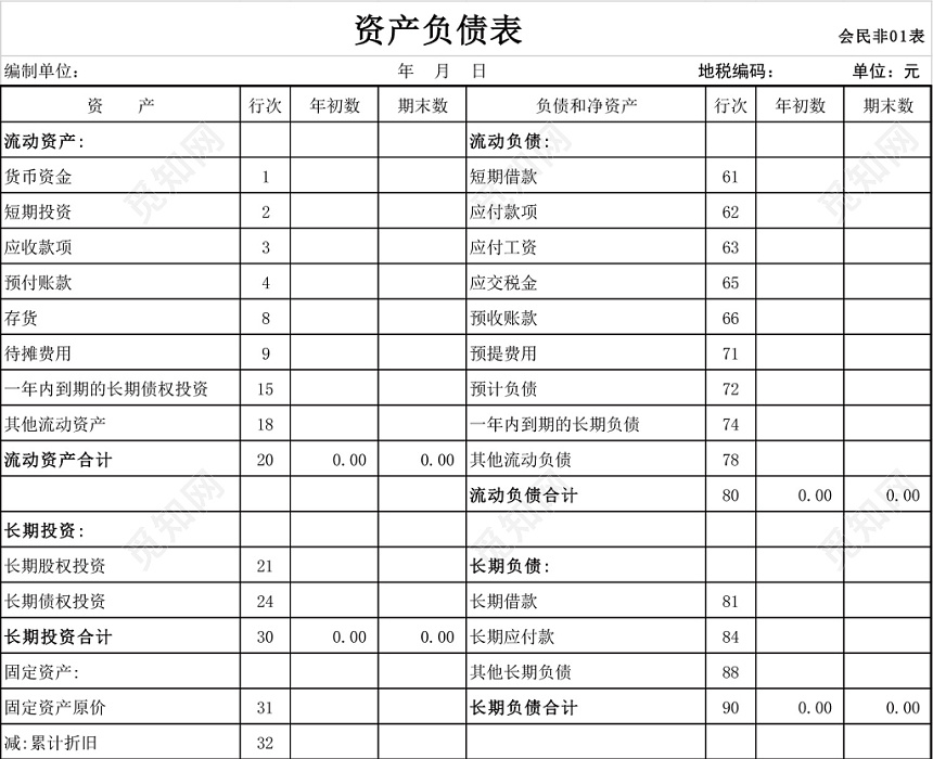 民间非营利组织会计报表EXCEL模板下载 觅知网