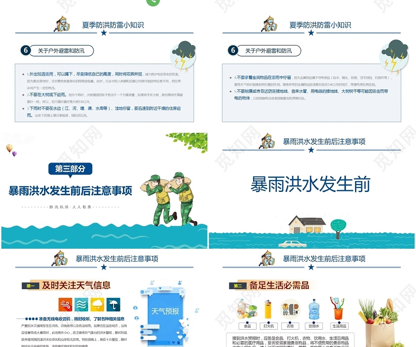 安全教育2020年汛期防洪防灾减灾洪灾山体滑坡预防知识培训通用PPT模板下载 觅知网