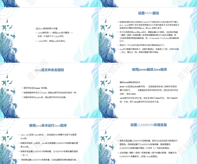 蓝色简洁风java学习java语言概述javaPPT模板下载 觅知网