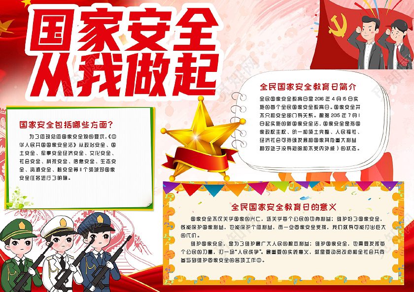红色卡通国家安全从我做起小报手抄报国家安全教育日下载 觅知网
